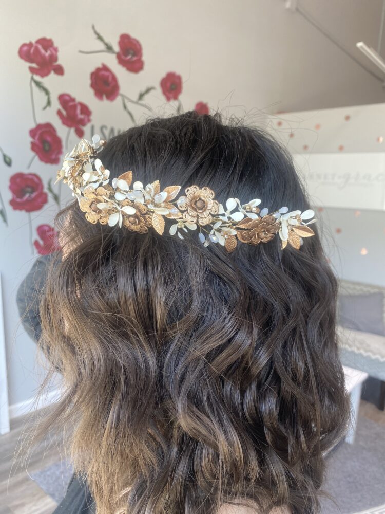 floral crown for boho wedding dress - GARNET + grace Bridal Boutique